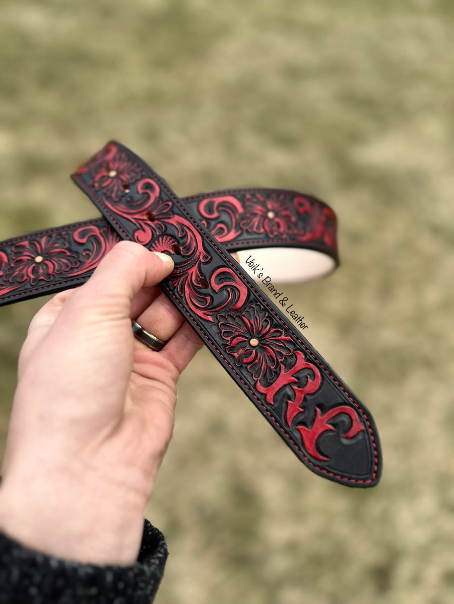 "Hot Blood" Floral Handmade Belt – Veik's Brand & Leather